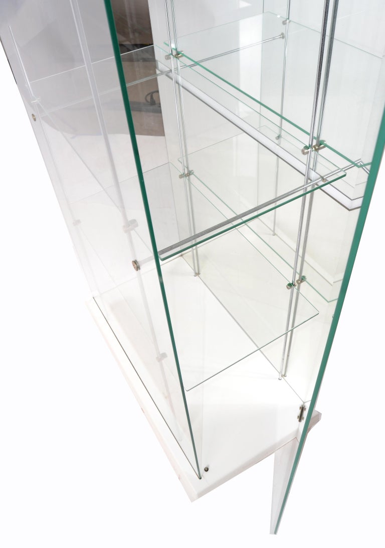 Italian Mid-Century Modern Wood and Glass Showcase Display Cabinet ...