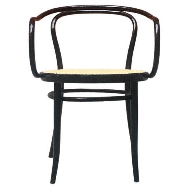 Italian Mid-Century Modern Chair Thonet in Straw and Black Wood, 1930s ...