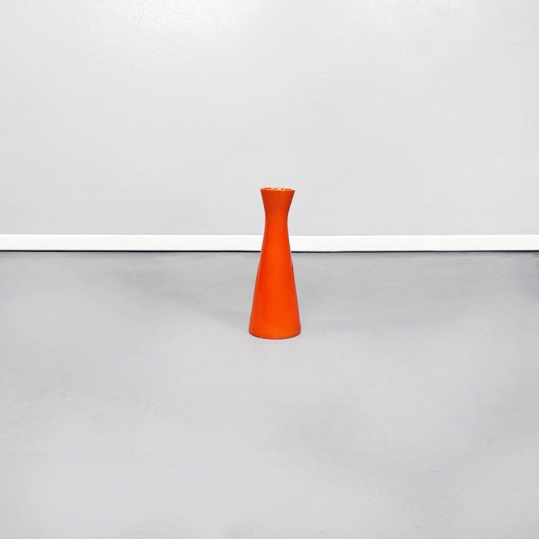 Italian Mid-Century Orange Ceramic Vase, 1960s at 1stDibs