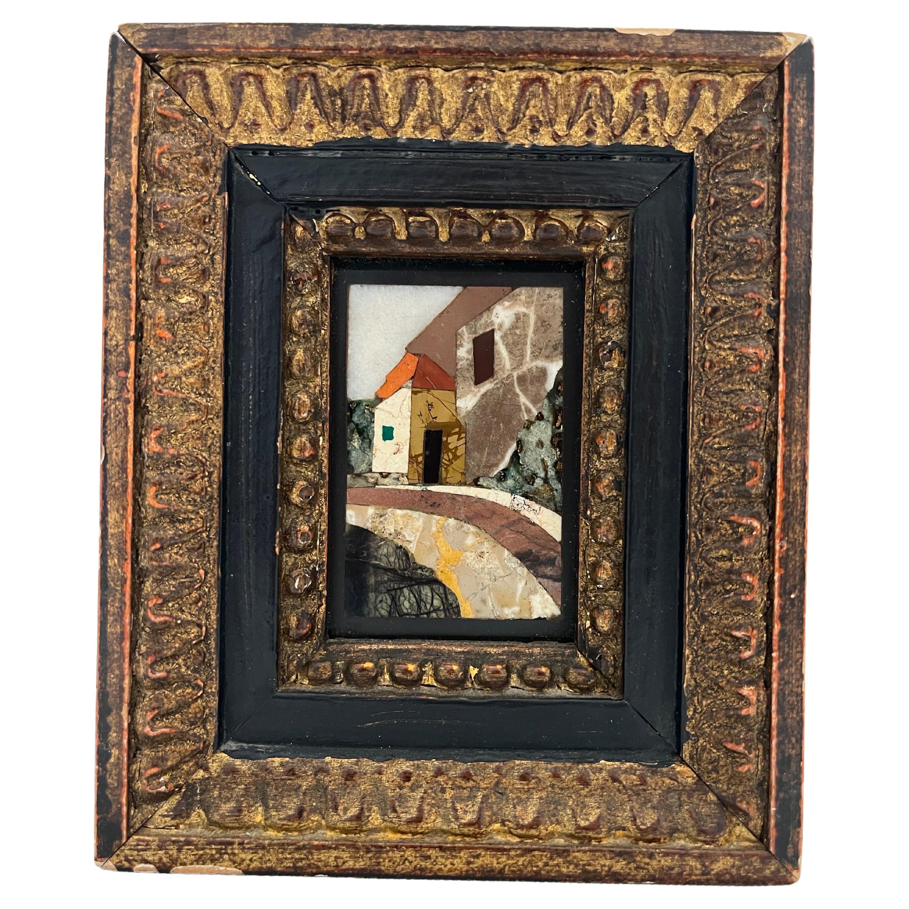 Italian Mid Century Pietra Dura Miniature Hardstone Landscape in Period ...