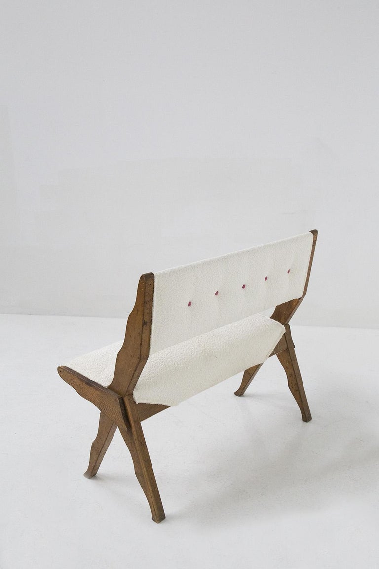Italian Mid-Century Rare Italian Benches in Wood and Bouclé For Sale at ...