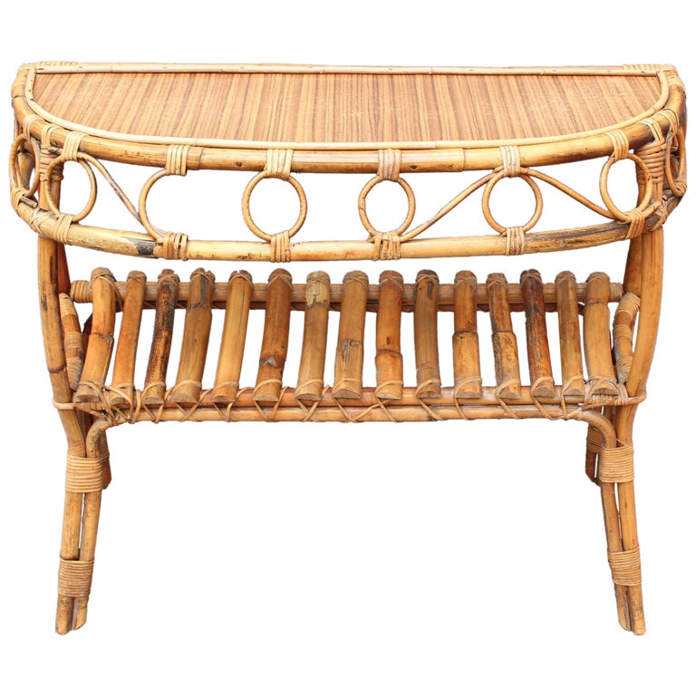 Italian Midcentury Rattan Console Table, circa 1960s at 1stDibs