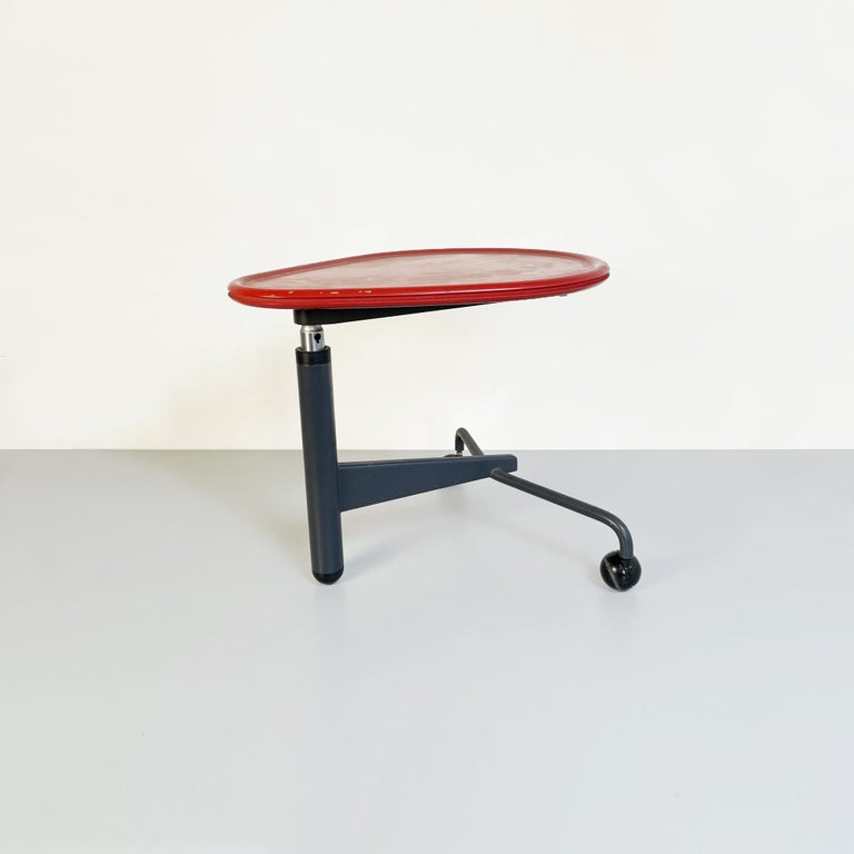 Italian Mid-Century Red Wood Steel Coffee Table Kick by Kita for ...