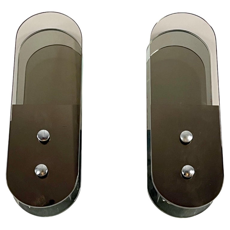 Italian Mid-Century Set of Two Wall Mirror Lamps by Veca, 1970s For ...