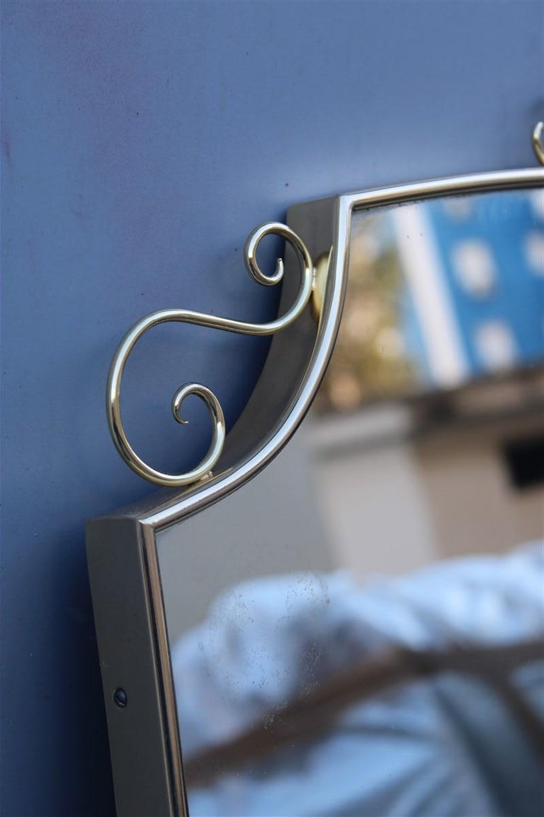 Italian Mid-Century Shaped Solid Brass Mirror 1950 Gold For Sale at 1stDibs