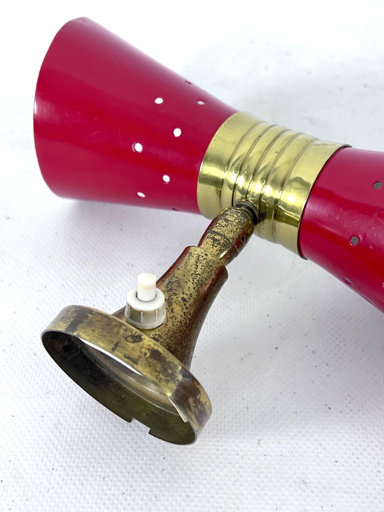 Italian Midcentury Single Double Cones Wall Lamp by Stilnovo, 1950s For ...