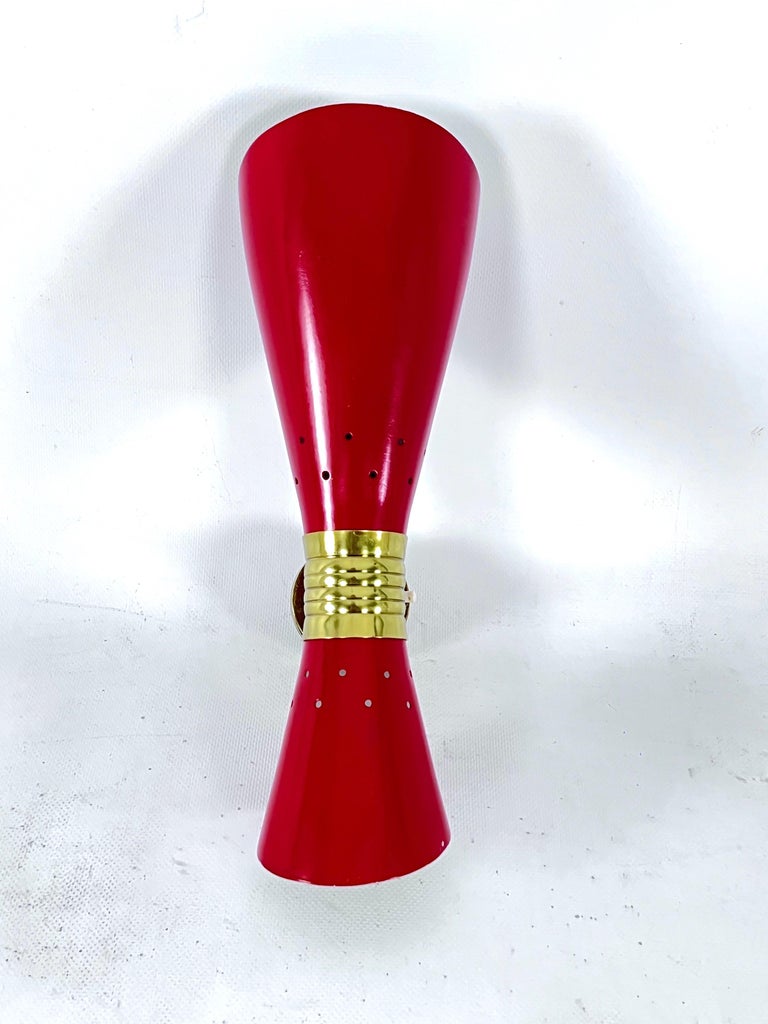 Italian Midcentury Single Double Cones Wall Lamp by Stilnovo, 1950s For ...