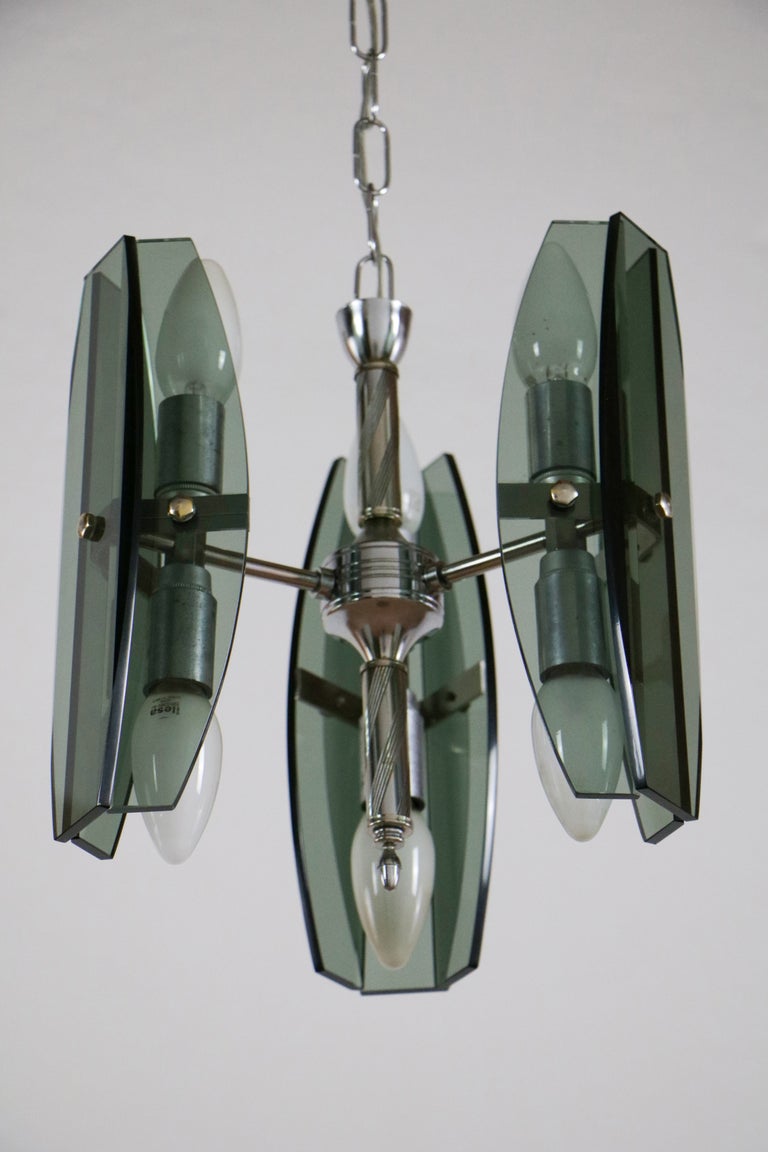 Italian Mid-Century Space Age Chandelier Veca Style by Fontana Arte ...