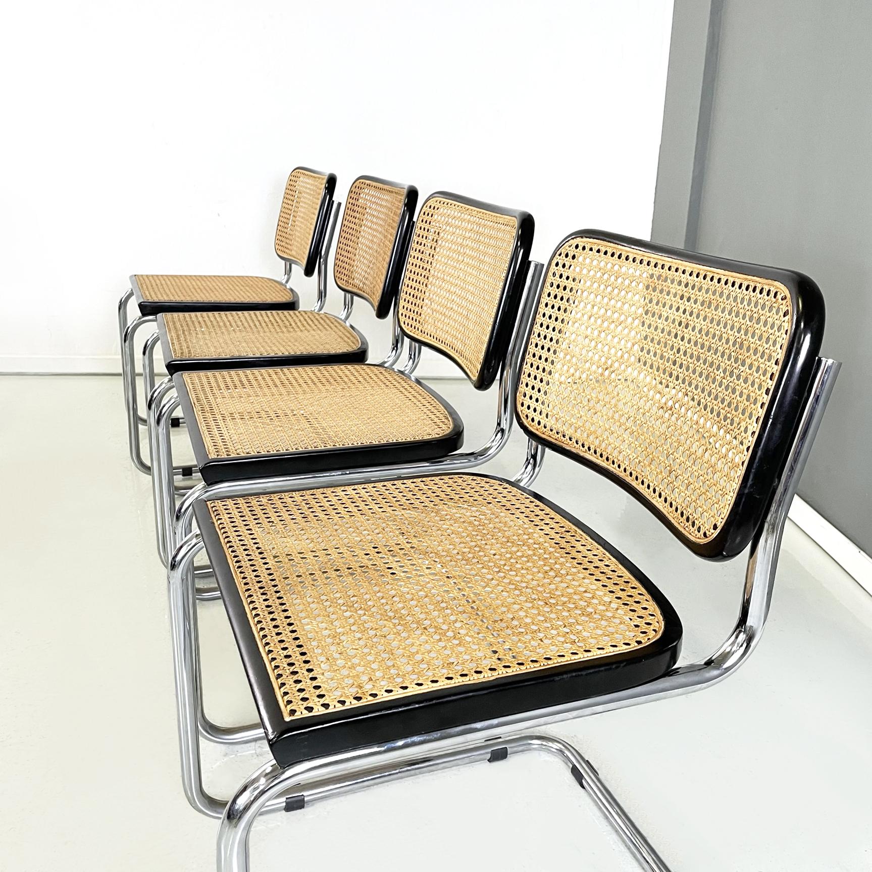 Italian mid-century straw wood steel chairs Cesca by Marcel Breuer ...