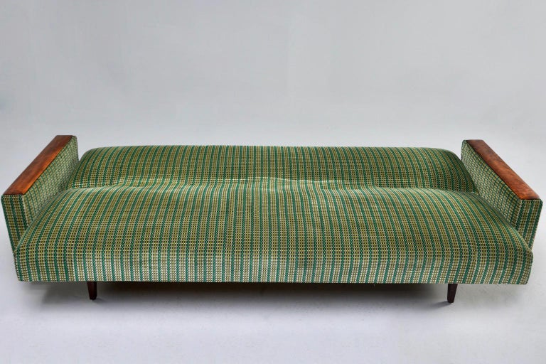 Italian Midcentury Studio Sofa with Wood Legs and Armrests at 1stDibs