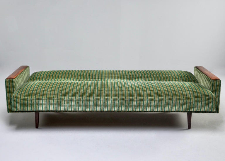 Italian Midcentury Studio Sofa with Wood Legs and Armrests at 1stDibs