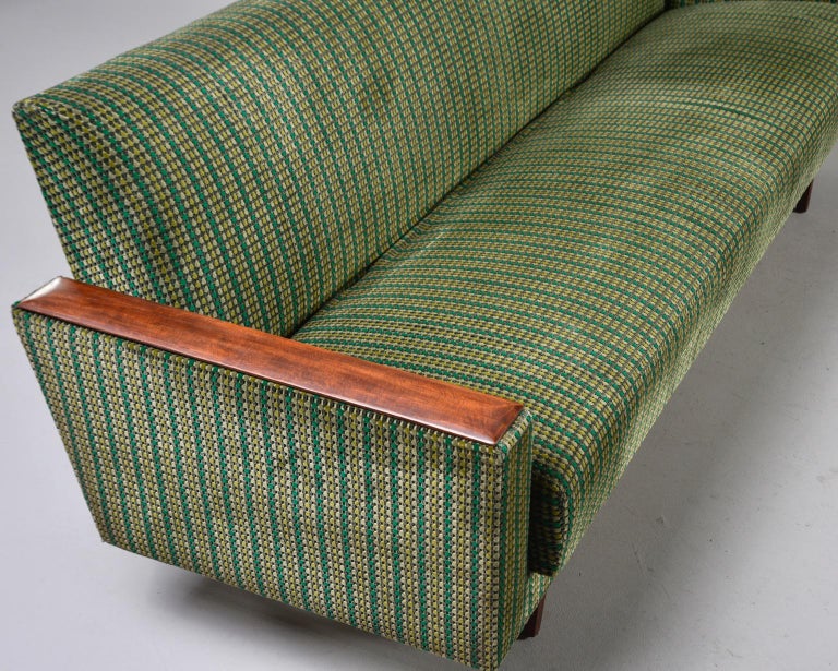 Italian Midcentury Studio Sofa with Wood Legs and Armrests at 1stDibs