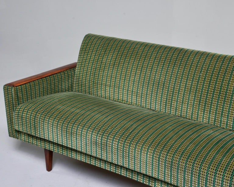 Italian Midcentury Studio Sofa with Wood Legs and Armrests at 1stDibs