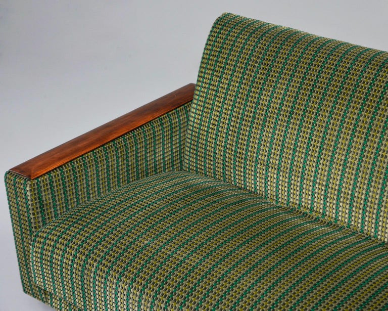 Italian Midcentury Studio Sofa with Wood Legs and Armrests at 1stDibs