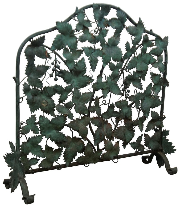 Italian Mid Century Tole Grape Vine Leaves Wrought Iron Fireplace ...