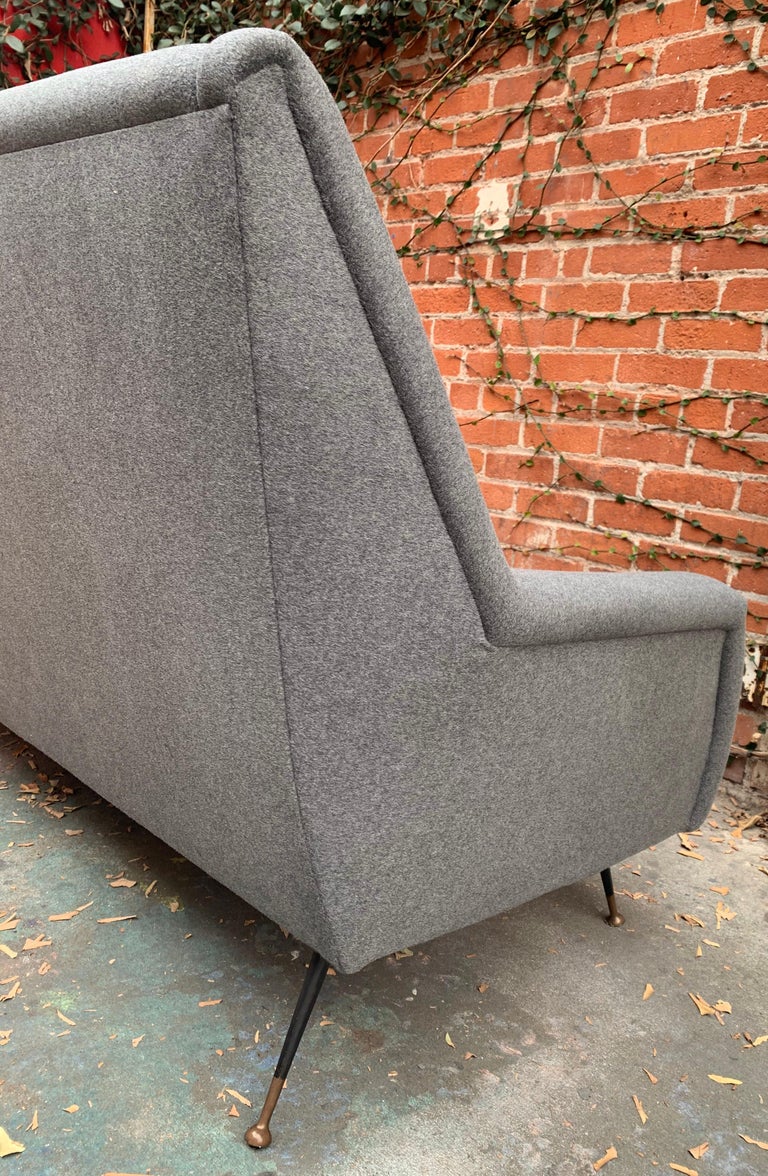 Italian Midcentury Tufted Sofa by Ico Parisi in Grey Flannel For Sale ...