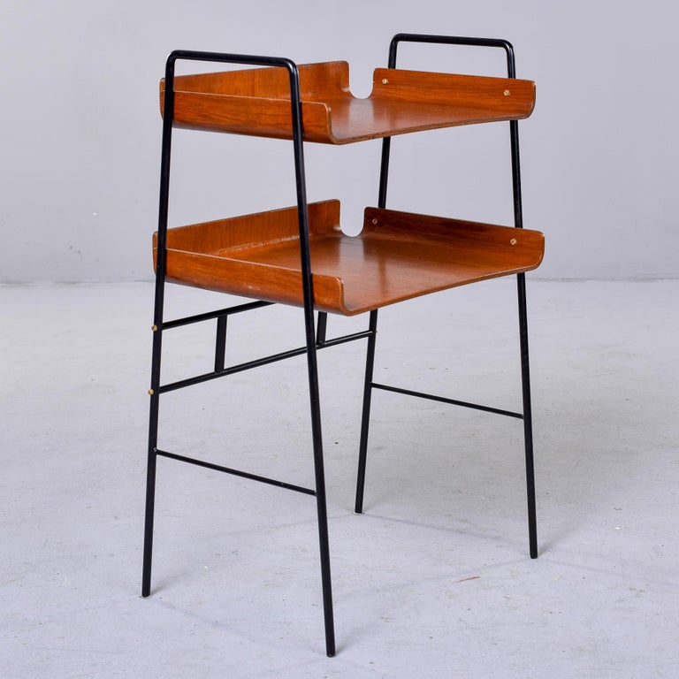 Italian Mid-Century Two Tier Bentwood Table with Slender Black Iron ...