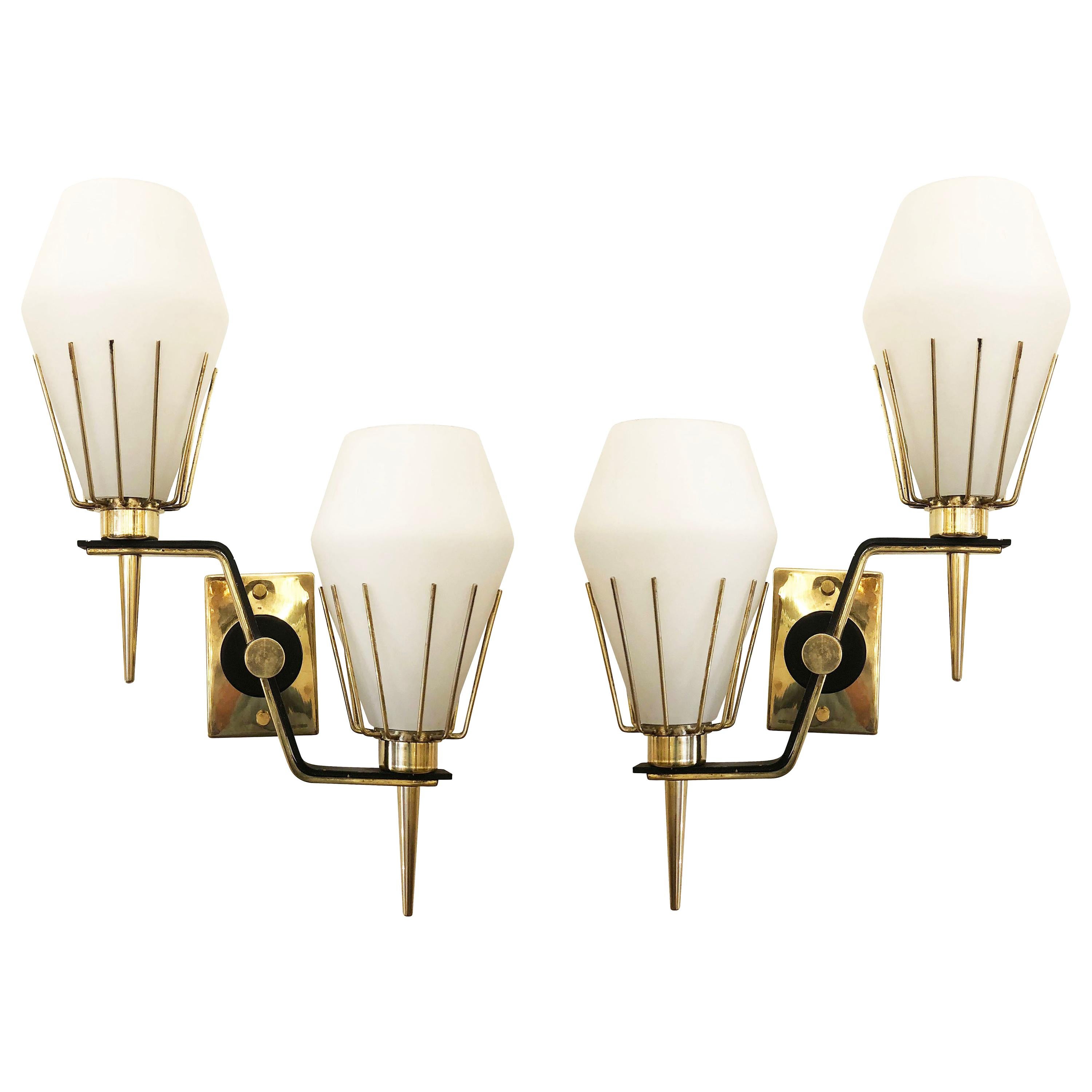 Italian Midcentury Wall Lights Attributed to Arredoluce at 1stDibs