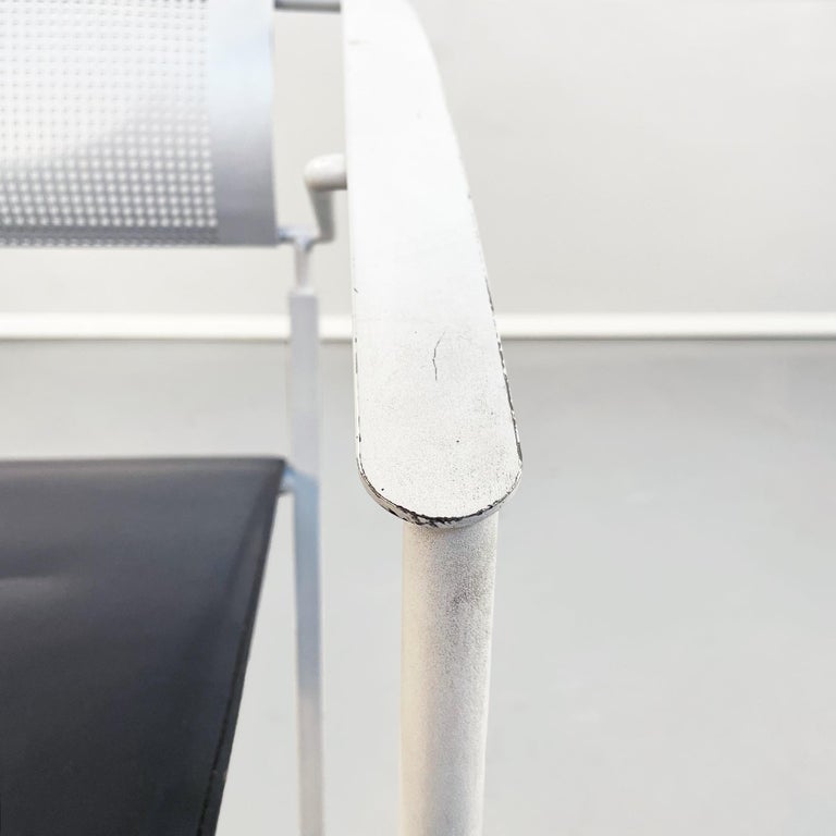 Italian Mid-Century White Iron Black Leather Carrè 'VI' Chairs by Fly ...