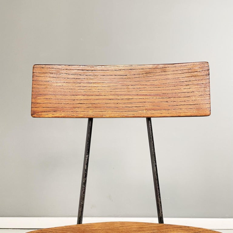 Italian Mid-Century Wooden and Black Enamelled Metal Rod Chair, 1950s ...