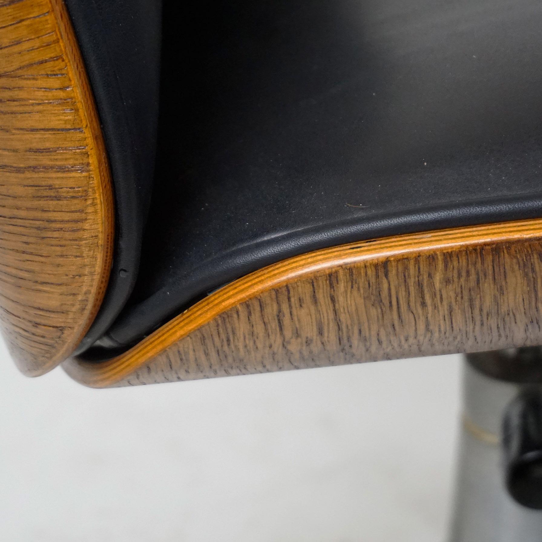 Italian Midcentury Black Leather and Oak Office Chair by Ico Parisi for ...