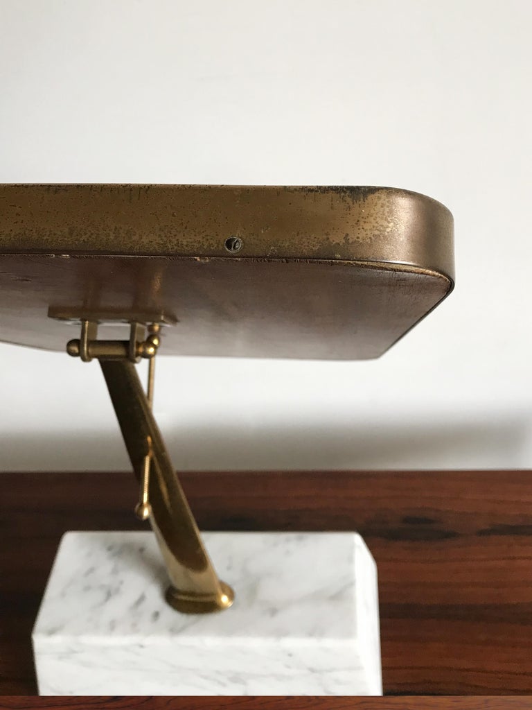 Italian Midcentury Brass and Marble Table Mirror, 1950s For Sale at 1stDibs