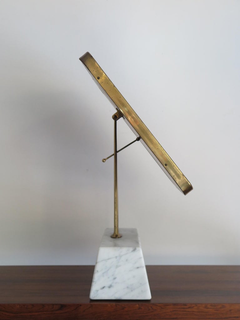 Italian Midcentury Brass and Marble Table Mirror, 1950s For Sale at 1stDibs