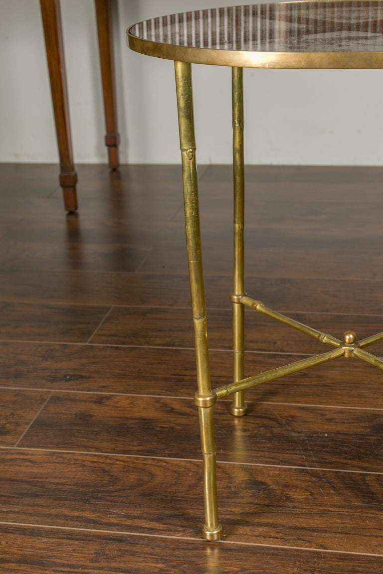 Italian Midcentury Brass Bamboo-Inspired Side Table with Distressed ...