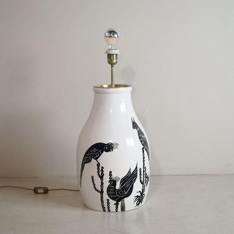 Italian Midcentury Ceramic Table Lamp with Parrots Painting from the ...