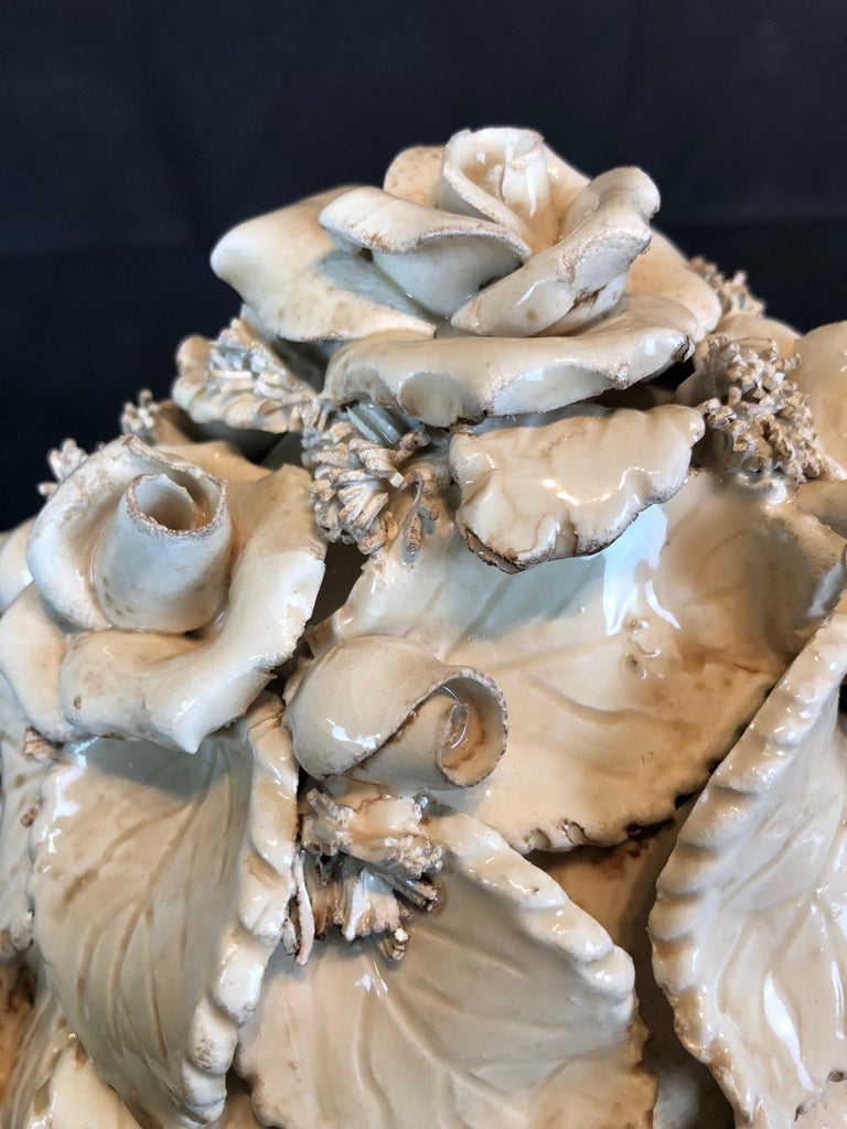 Italian Midcentury Ceramics Vases in Ivory White For Sale at 1stDibs