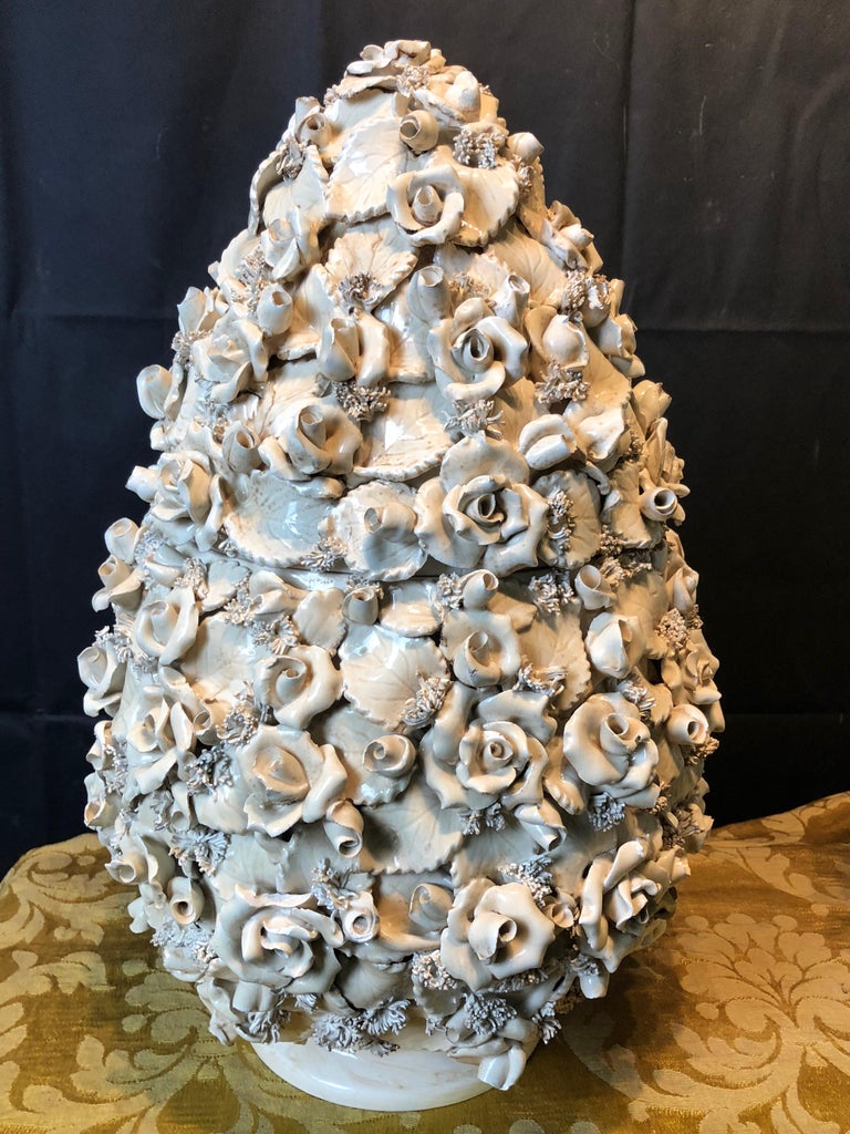 Italian Midcentury Ceramics Vases in Ivory White For Sale at 1stDibs