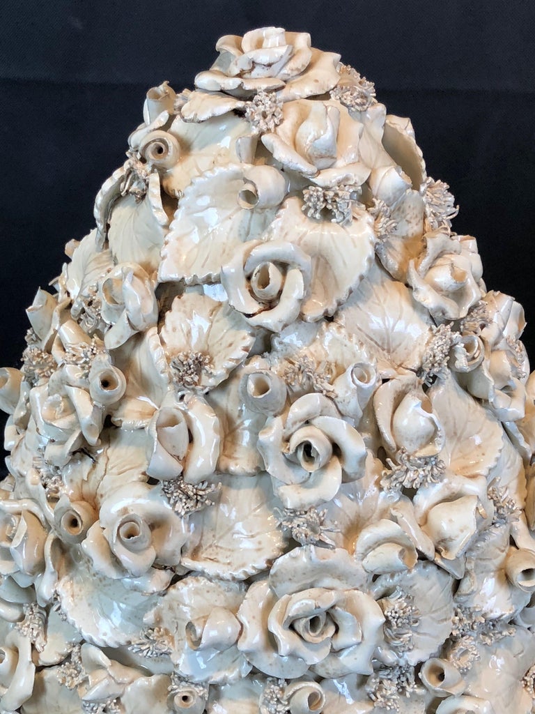 Italian Midcentury Ceramics Vases in Ivory White For Sale at 1stDibs