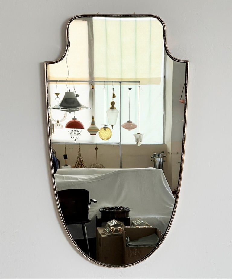 Italian Midcentury Extra Large Vintage Wall Mirror with Brass Frame ...