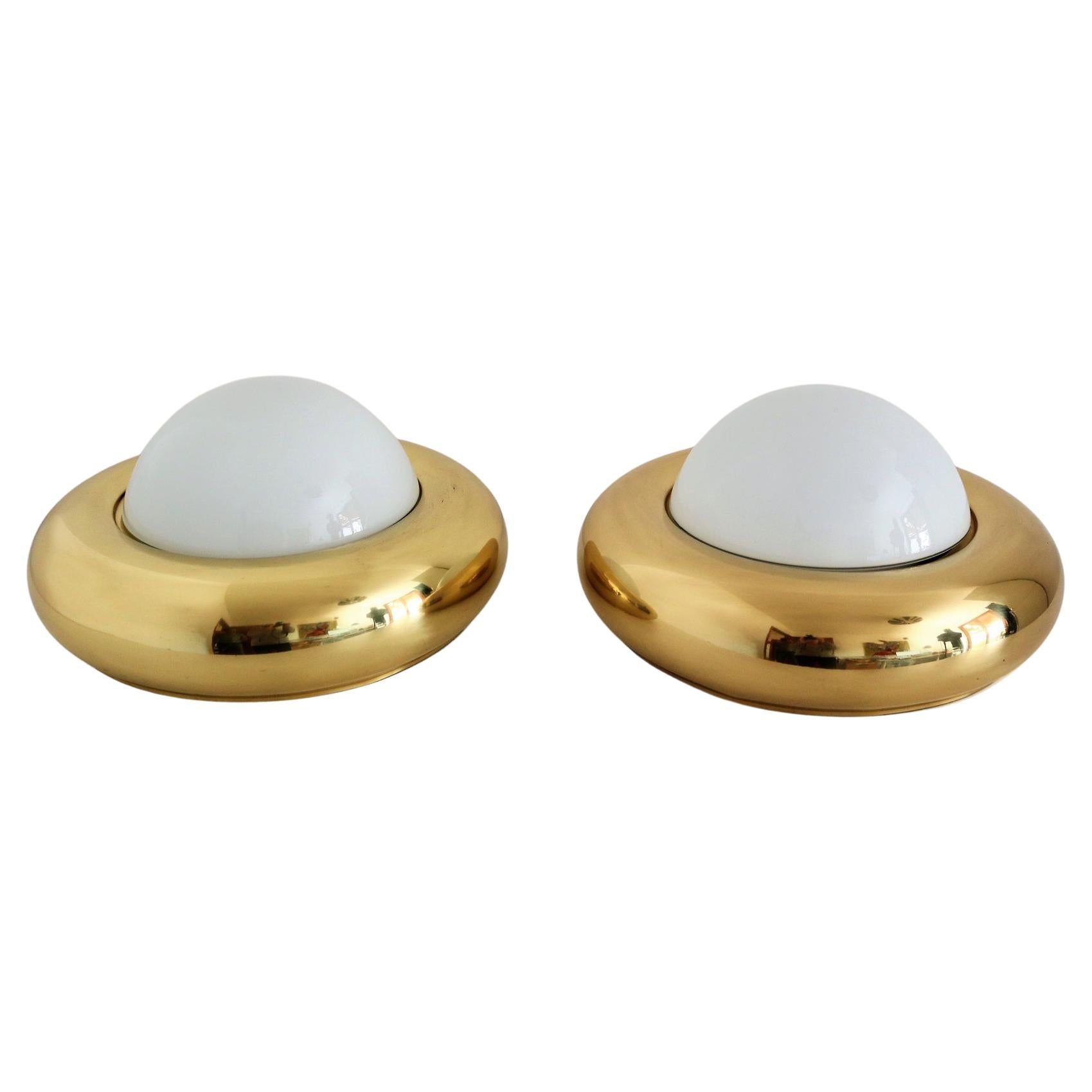 Brass and Swirling Opaline Glass Globes Floor Lamp by Temde ...