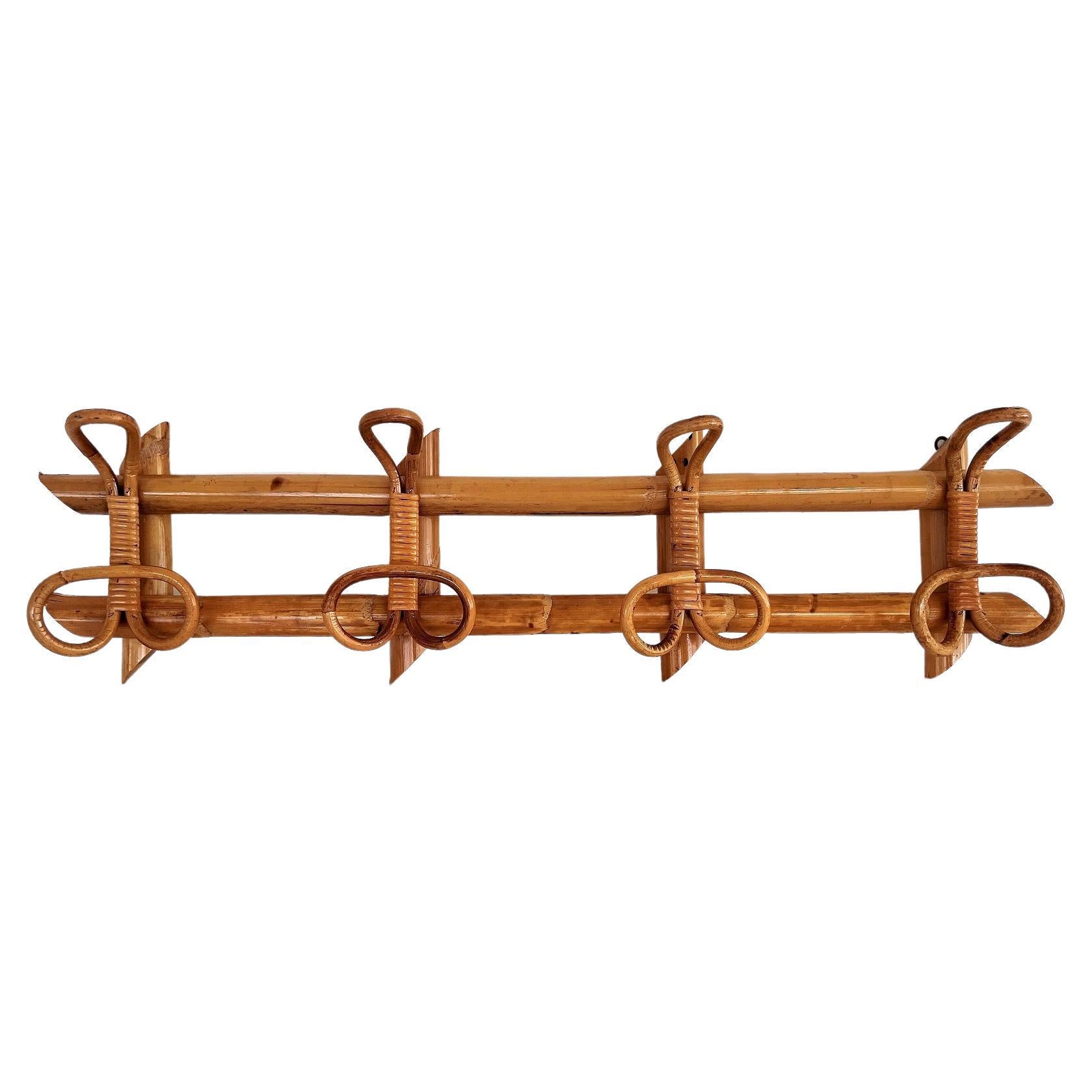 Midcentury Pair of Coat Rack in Rattan and Bamboo, Italy 1960s For Sale ...