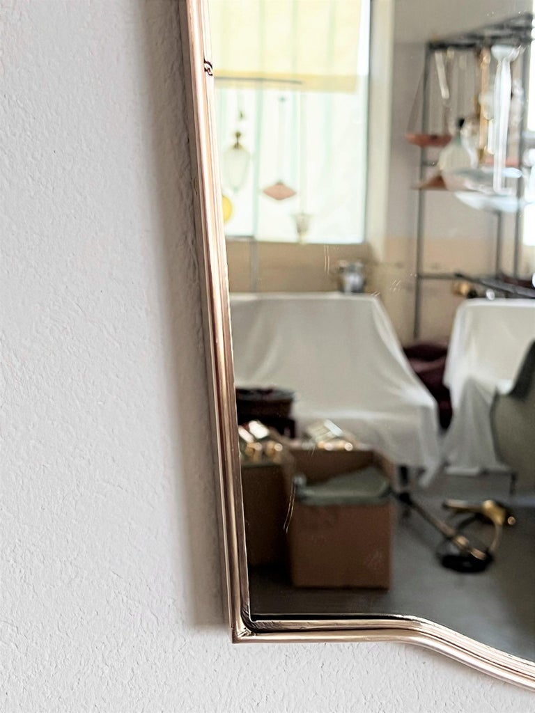Italian Midcentury Large Vintage Wall Mirror with Brass Frame, 1970s ...