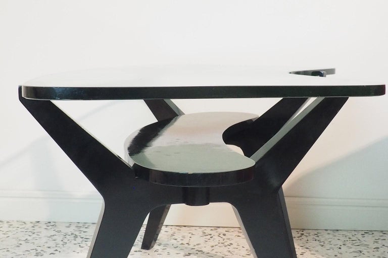 Midcentury Large Coffee Table with Extraordinary Thick Glass by ...
