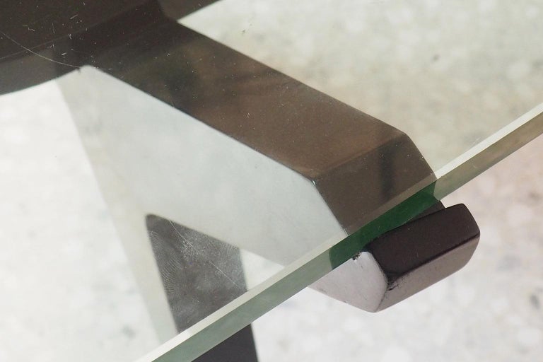 Midcentury Large Coffee Table with Extraordinary Thick Glass by ...