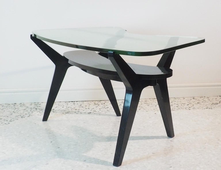 Midcentury Large Coffee Table with Extraordinary Thick Glass by ...
