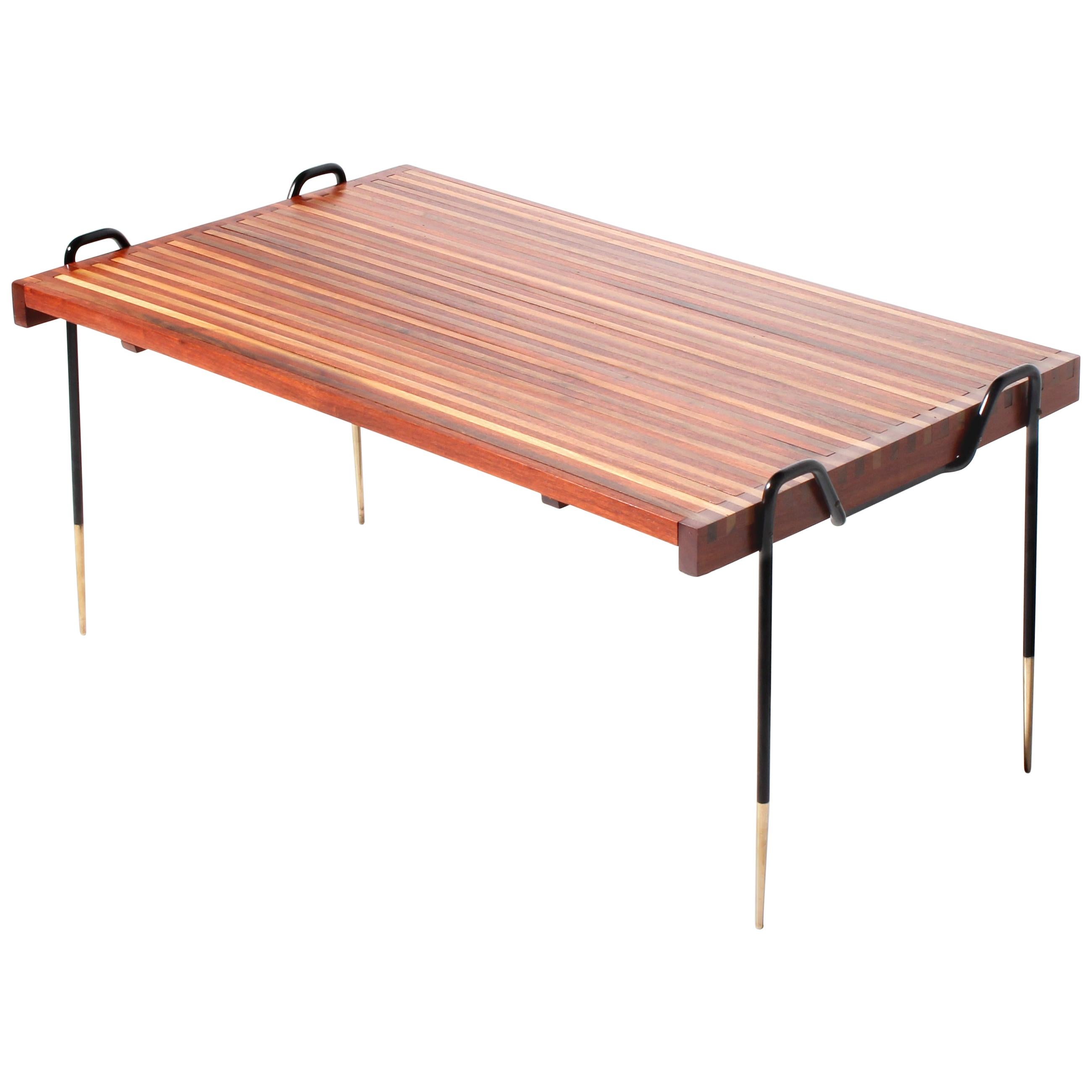 Mid-20th Century Moroccan Low Table with Brass Tray at 1stDibs