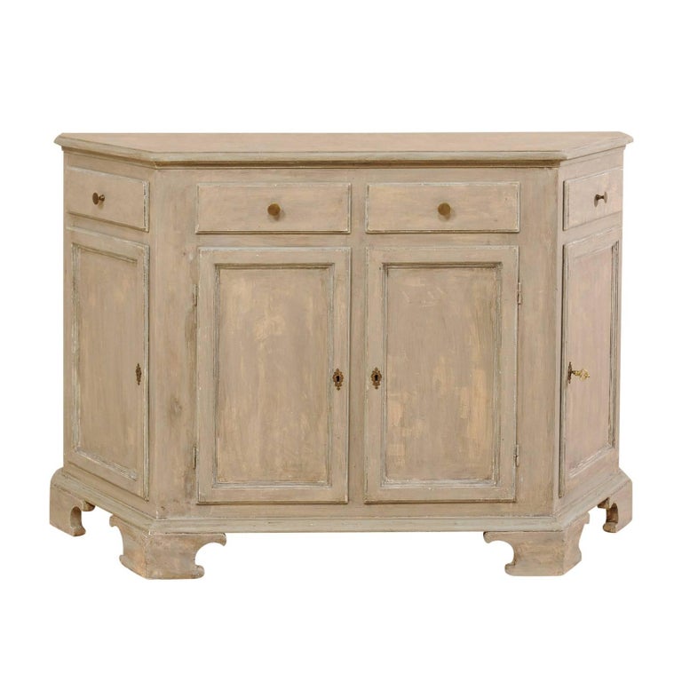 Italian Midcentury Neutral Painted Wood Buffet Cabinet on Bracket Feet ...