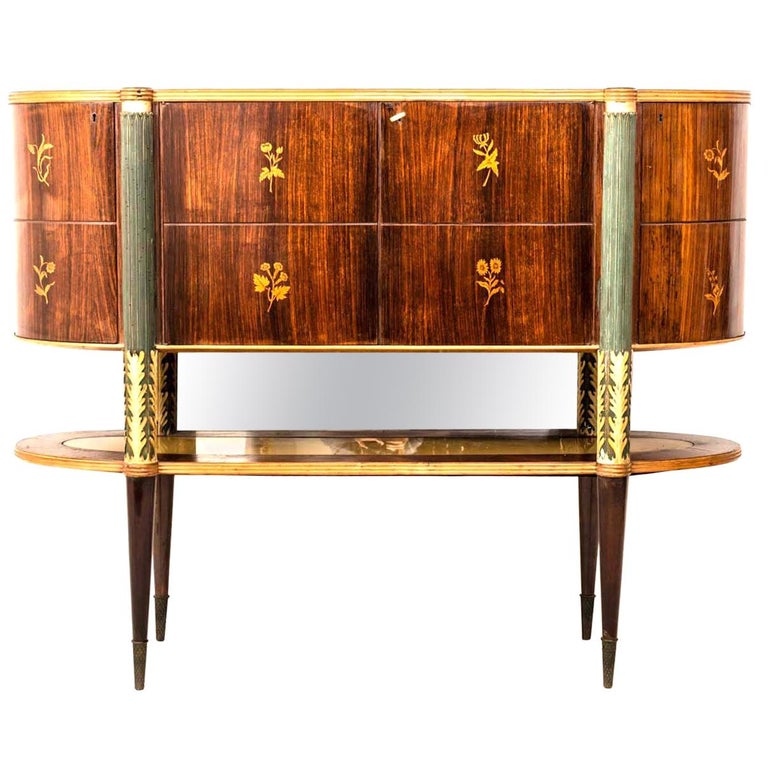 Italian Midcentury Oval Shaped Rare Bar Cabinet or Sideboard by ...