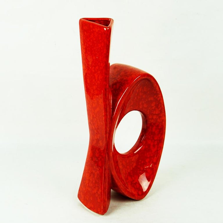 Italian Midcentury Red Ceramic Vase by Roberto Rigon for Bertoncello ...