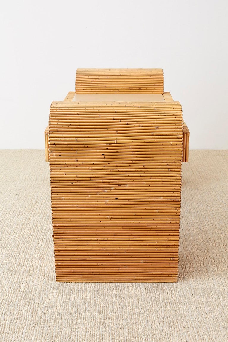Italian Midcentury Split Reed Bamboo Rattan Writing Desk at 1stDibs
