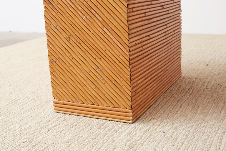Italian Midcentury Split Reed Bamboo Rattan Writing Desk at 1stDibs