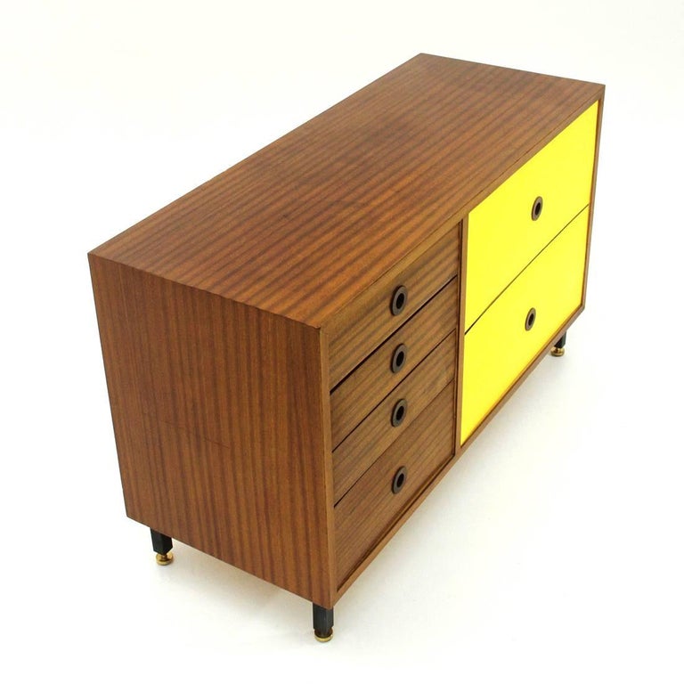 Italian Midcentury Teak and Yellow Formica Sideboard, 1960s at 1stDibs