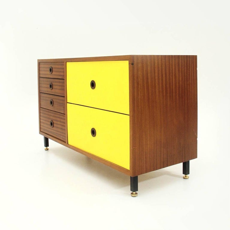 Italian Midcentury Teak and Yellow Formica Sideboard, 1960s at 1stDibs