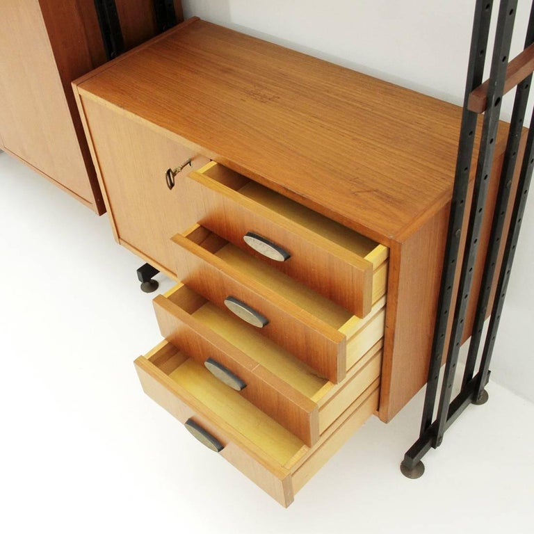 Italian Midcentury Teak Wall Unit, 1950s at 1stDibs
