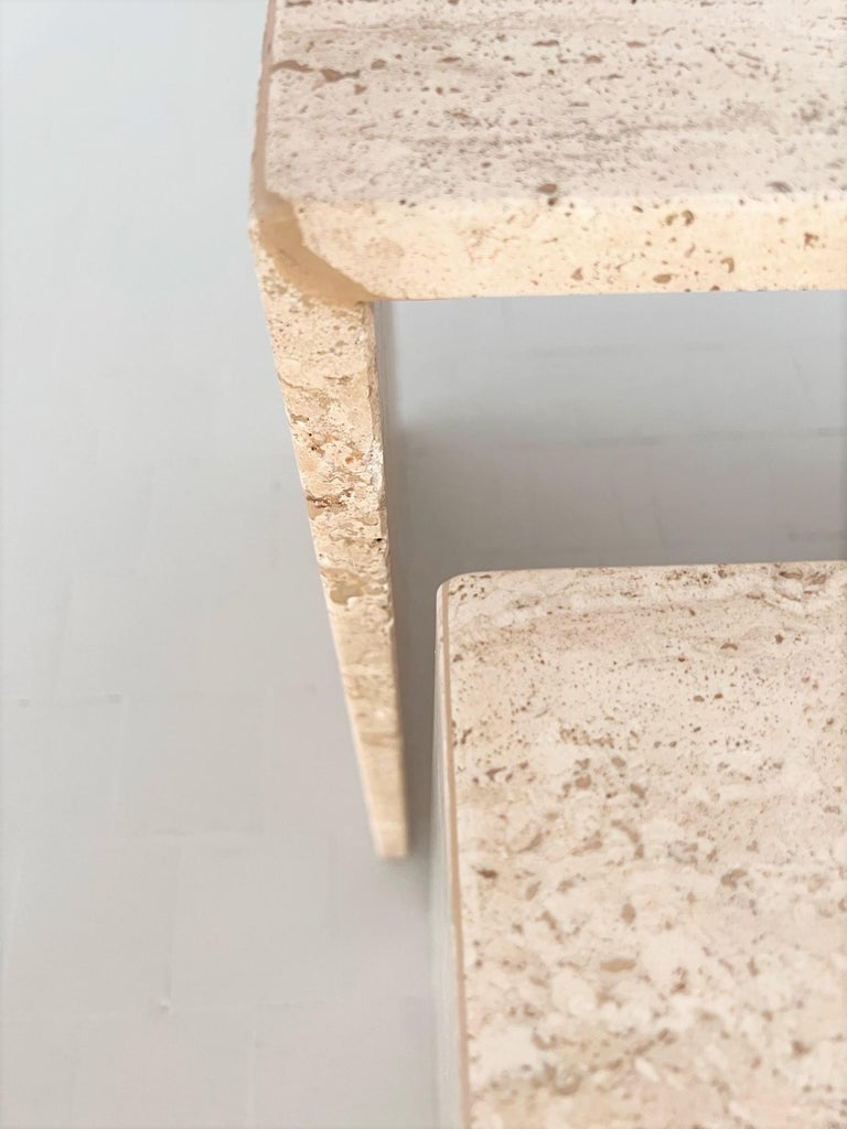 Nesting Coffee Tables in Travertine Stone from the 1970s, Set of Three ...