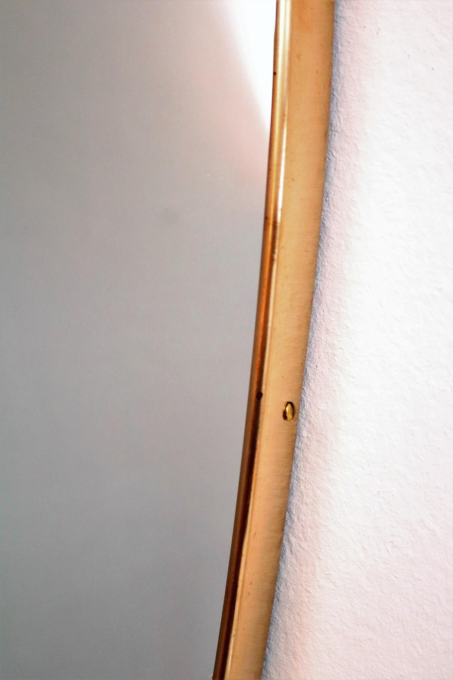 Italian Midcentury Wall Mirror with Brass Frame, 1950s at 1stDibs